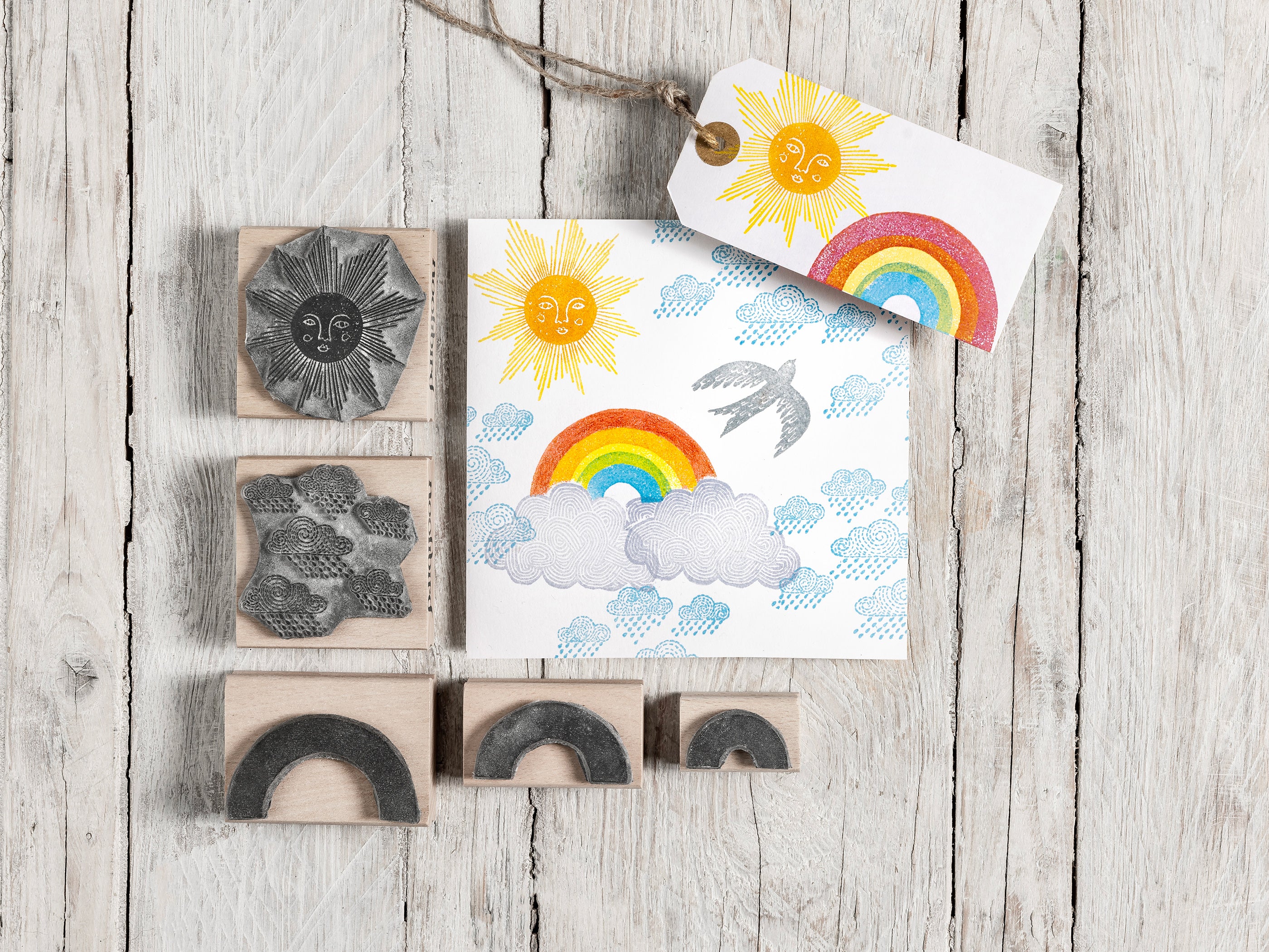 Rainbow, Sun and Clouds Rubber Stamps, Weather Stamps, Rubber Stamps f ...