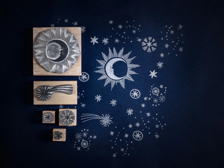 Sun, Moon and Stars Celestial Rubber Stamps, Stamps for card making ...
