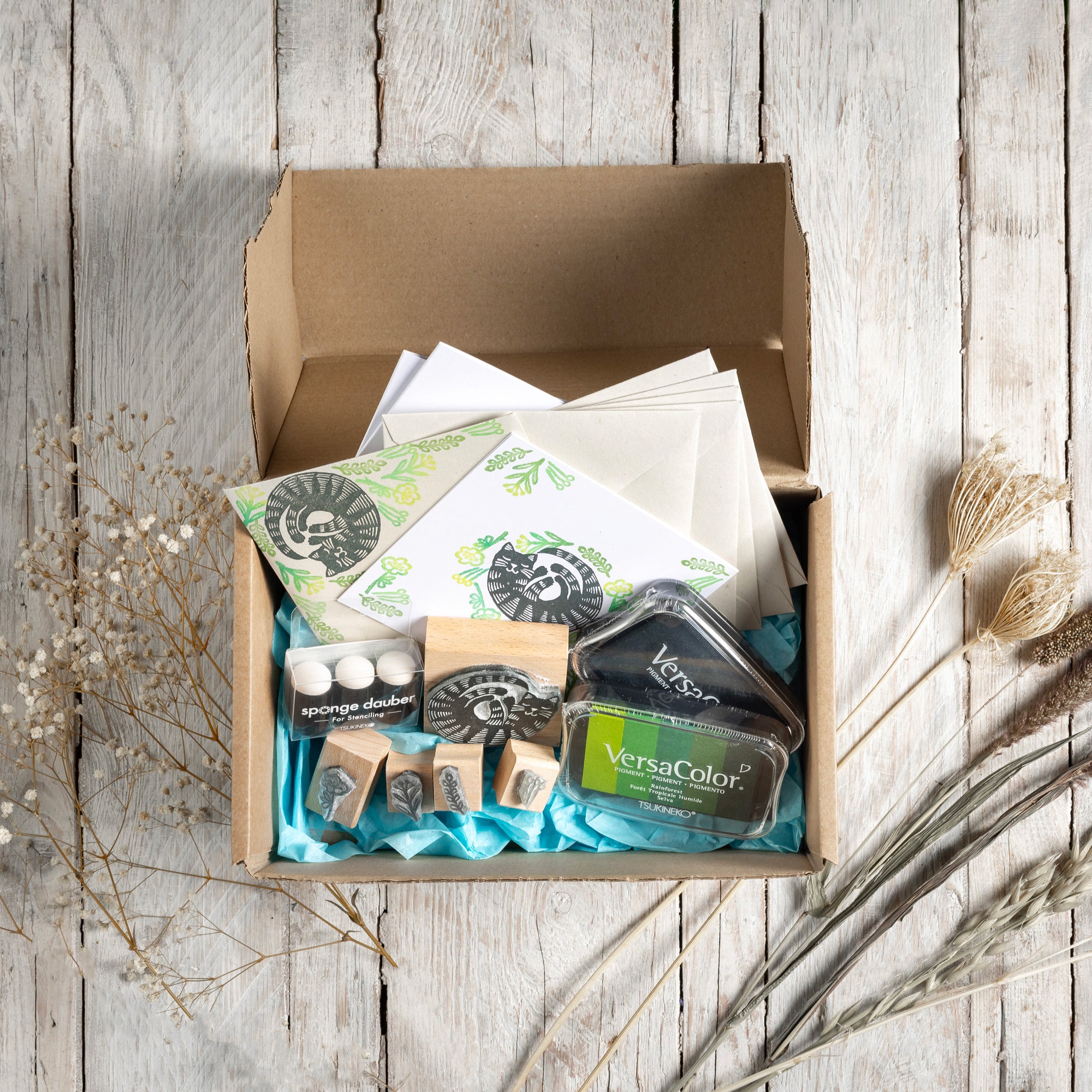 Craft Gift Set, Cat Rubber Stamp Set, Card making Gift Box Set, Gift f ...