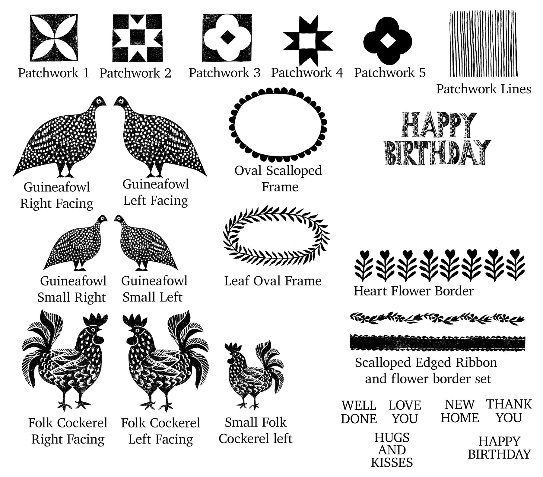 Patchwork Patterns Rubber Stamps for card making and fabric printing ...