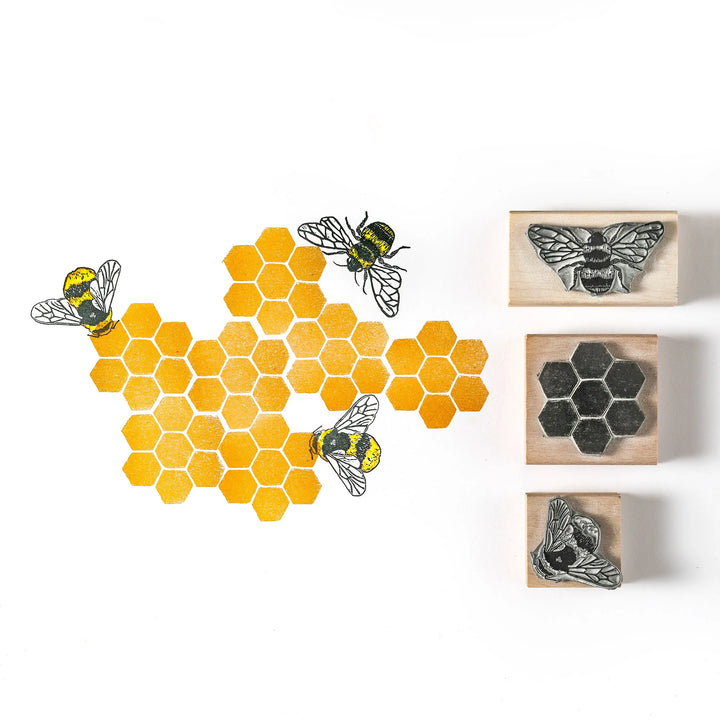 Bee and Honeycomb Rubber Stamps, Stamps for card making | Noolibird